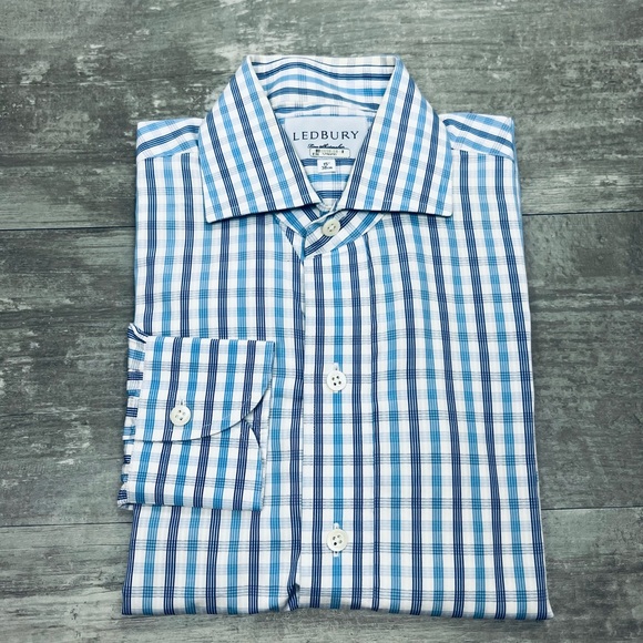 LEDBURY | Shirts | Ledbury White Blue Navy Plaid Dress Shirt 532 | Poshmark